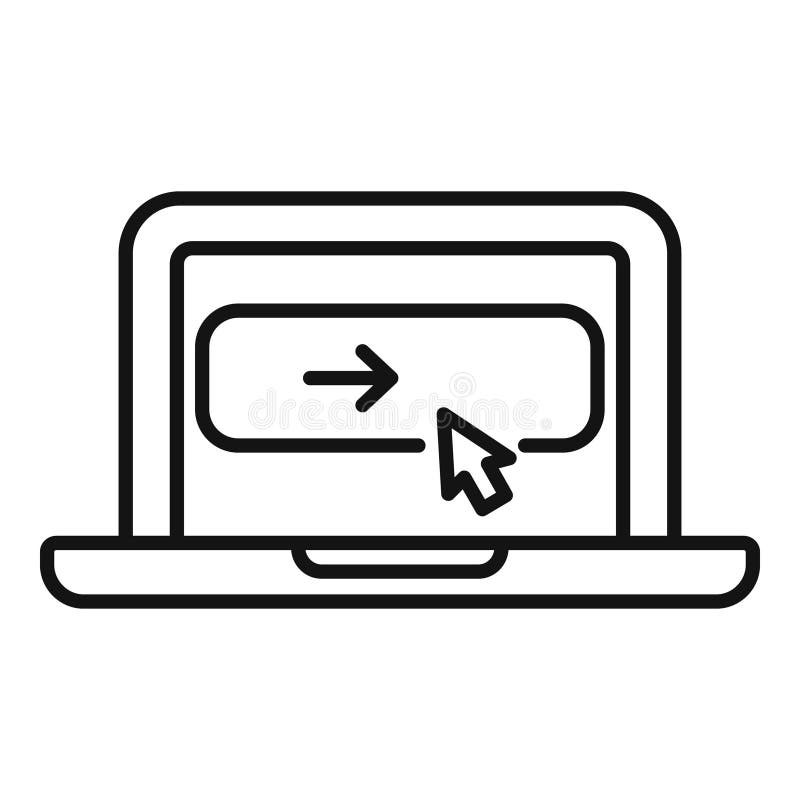 Computer User Clicking Right Arrow Button on Laptop Screen Stock Vector ...