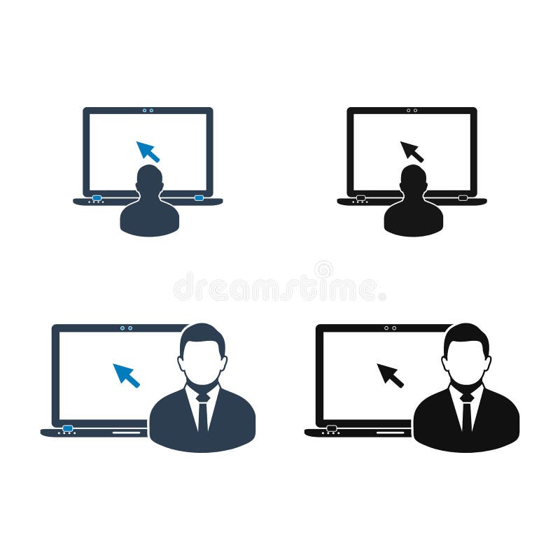 Computer User Icon Set. stock vector. Illustration of laptop - 165324877