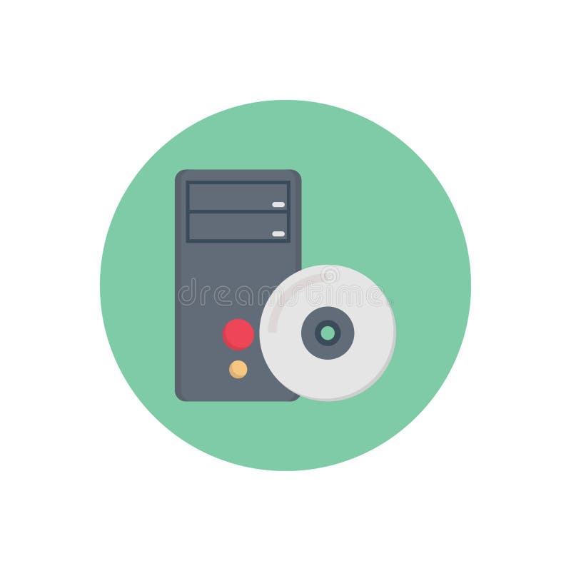 Computer Vector Flat Colour Icon Stock Vector - Illustration of display ...