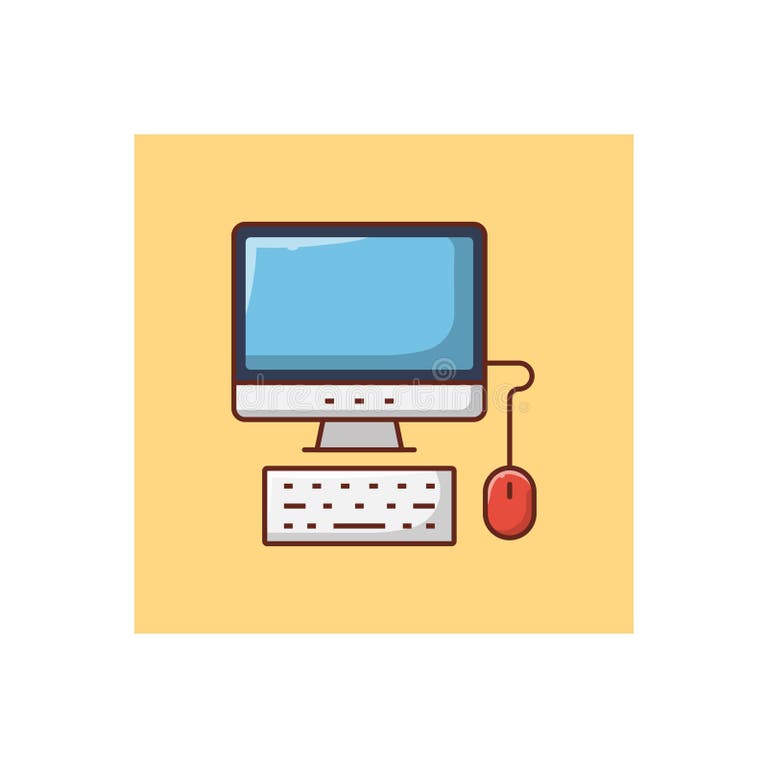 Computer Vector Flat Colour Icon Stock Vector - Illustration of desktop ...