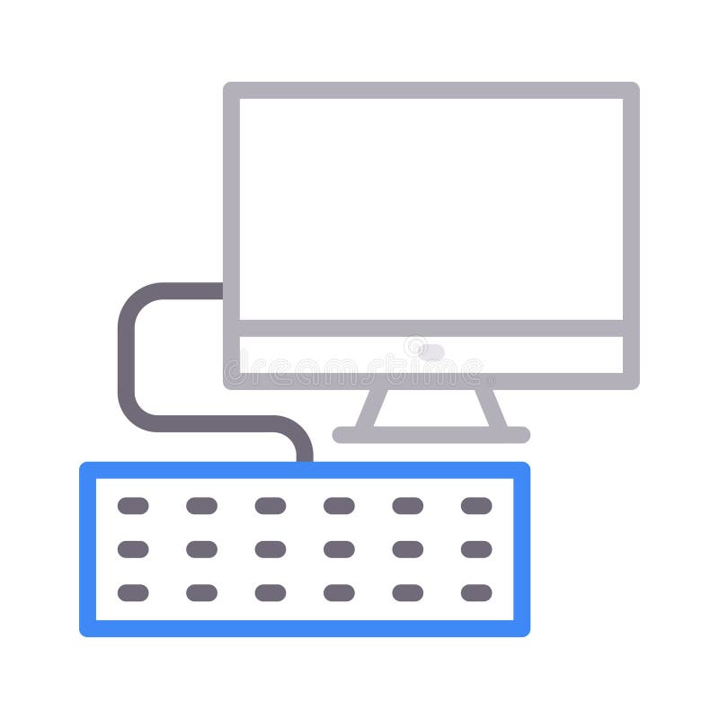 Computer Thin Color Line Vector Icon Stock Vector - Illustration of ...