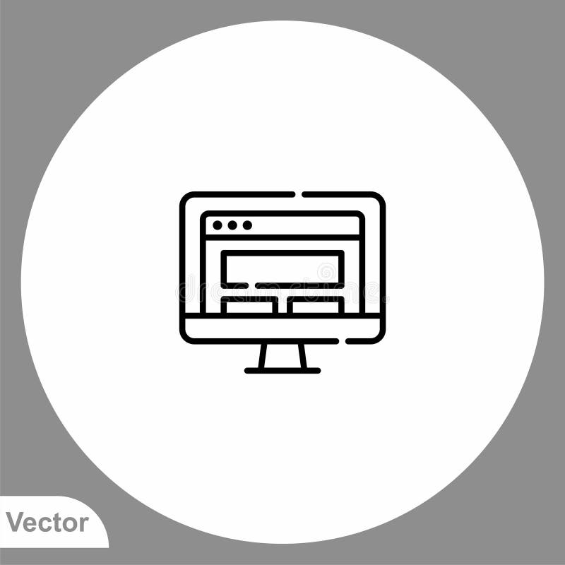 Computer Vector Icon Sign Symbol Stock Vector - Illustration of monitor ...