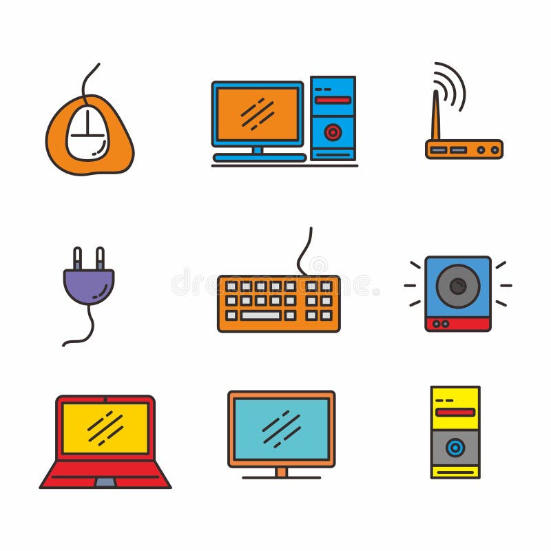 Set of Computer Related Vector Illustration, Set of Computer Related ...