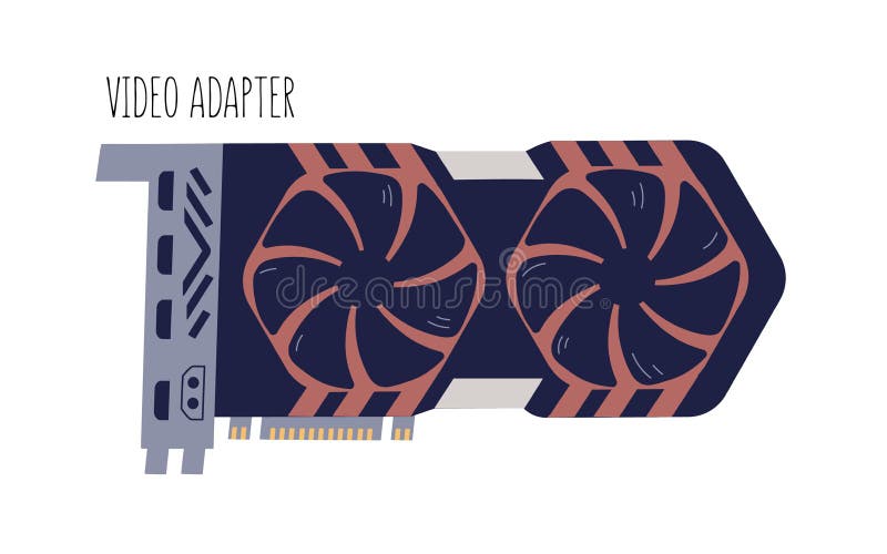 Computer Video Card with Fans. Display Graphics Adapter with ...