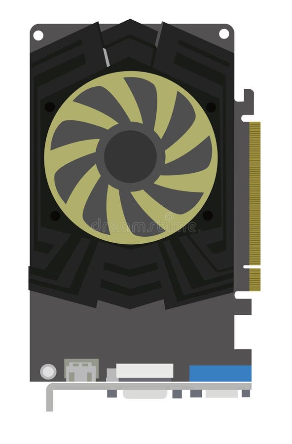 Computer Video Card on White Background. Stock Vector - Illustration of ...