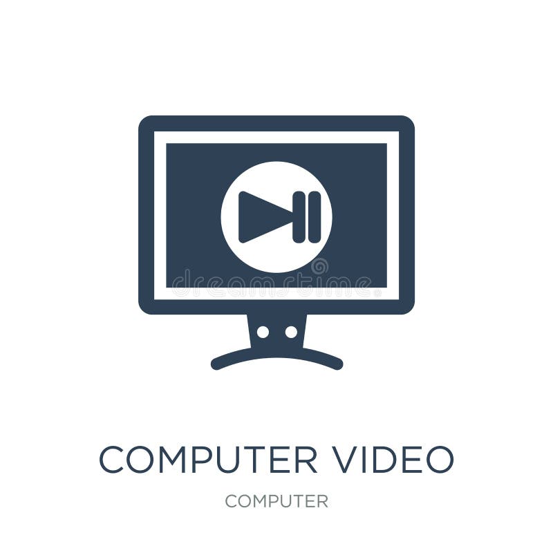 Computer Video Icon in Trendy Design Style. Computer Video Icon ...