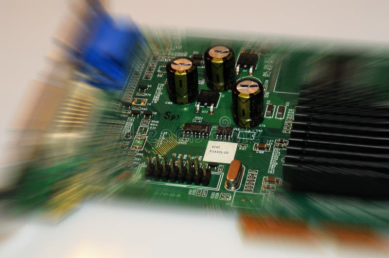 Graphics Card with Processor and Microchip with an Handprint with the ...