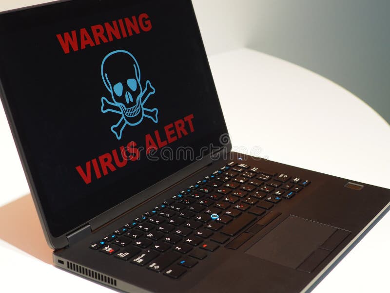 Computer Virus Alert Concept. Warning on Laptop. Stock Image - Image of ...