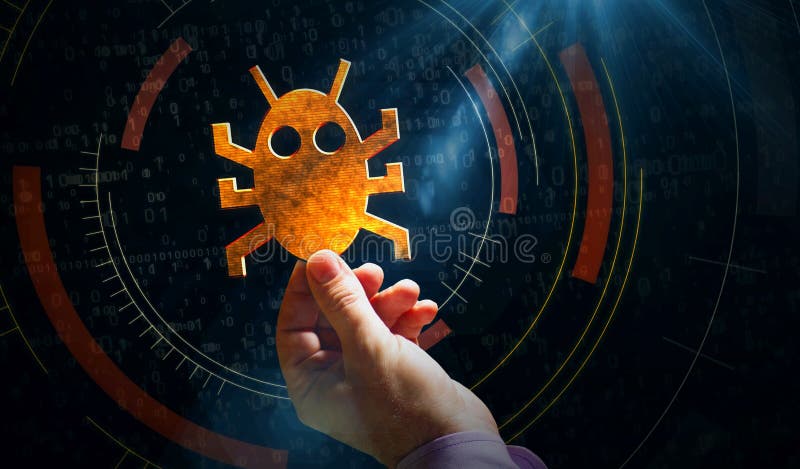 Cyber Crime with Virus or Worm Symbol Digital 3d Illustration Stock ...