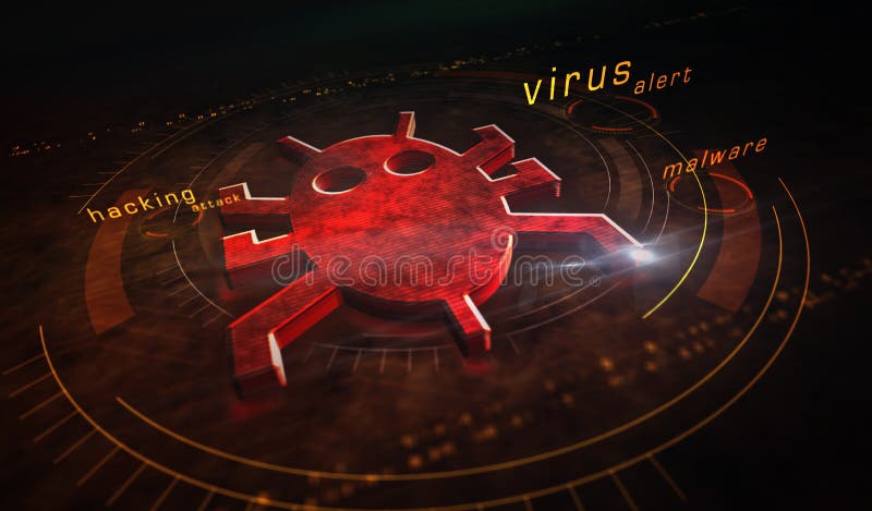 Cyber Crime with Virus or Worm Symbol Digital 3d Illustration Stock ...