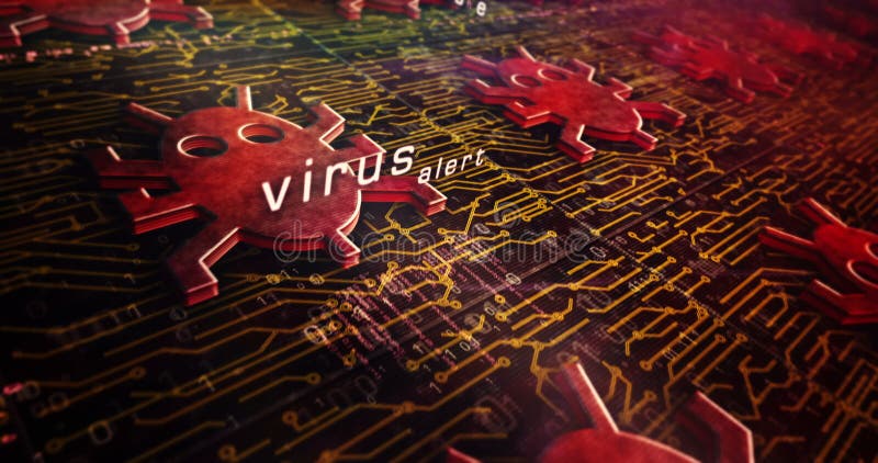 Cyber Crime with Virus or Worm Metal Symbol Digital Animation Stock ...