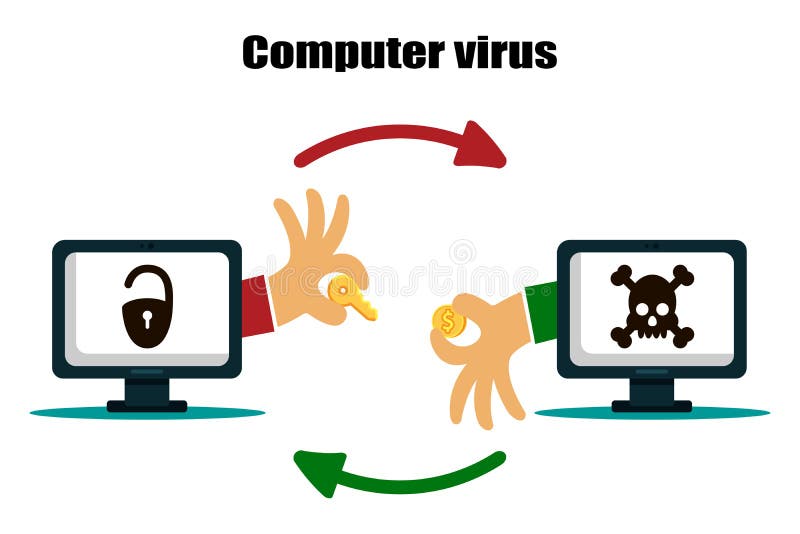 A Computer Virus Attacks a Laptop or Computer. Vector Illustration ...