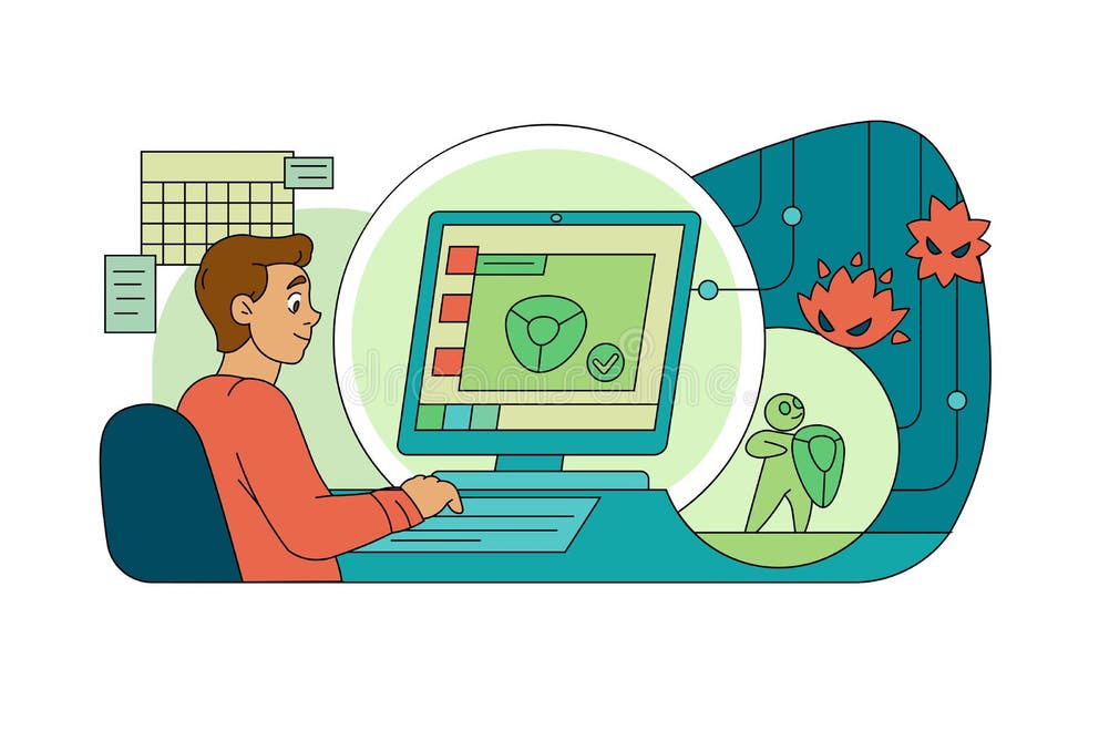 Computer Virus Attacks Laptop Device Stock Vector - Illustration of ...