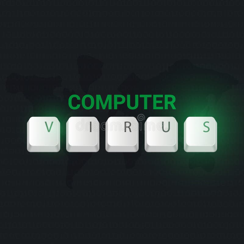 Computer Virus Banner with Keyboard Buttons. Vector Illustration. Stock ...