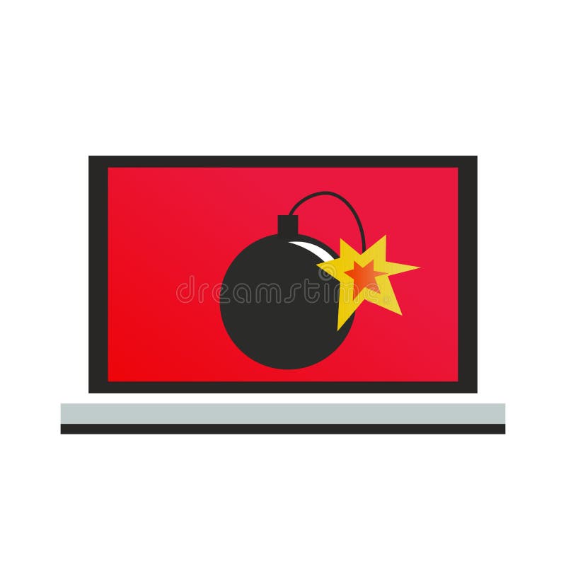 A Computer with a Virus Bomb Stock Illustration - Illustration of ...