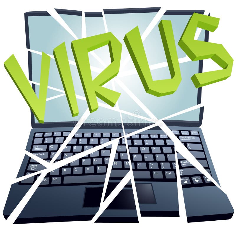 Computer Virus Breaks Security To Crash Laptop Stock Vector ...