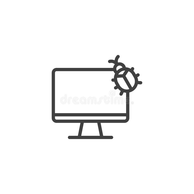 Computer Virus Bug Line Icon Stock Illustration - Illustration of ...
