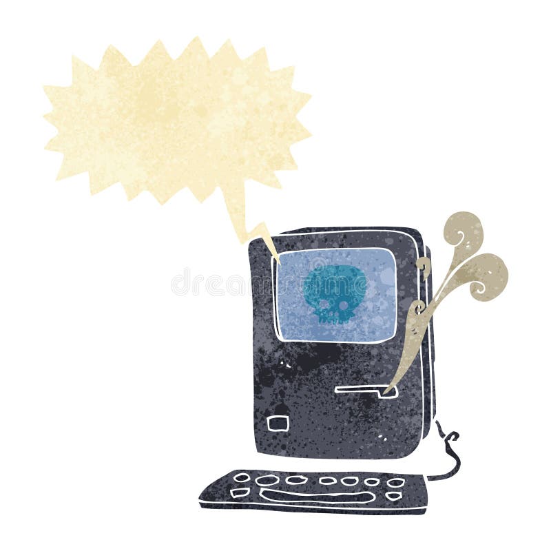 Computer Virus Cartoon with Speech Bubble Stock Illustration ...
