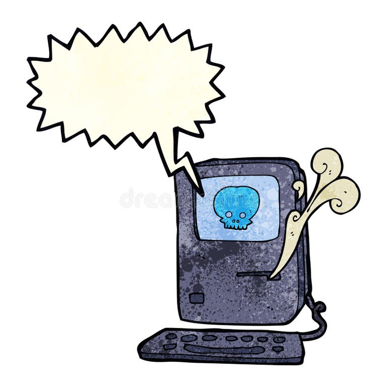 Computer Virus Cartoon with Speech Bubble Stock Illustration ...