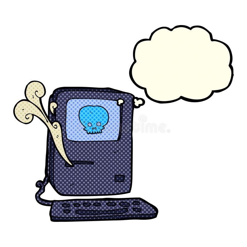 Computer Virus Cartoon with Thought Bubble Stock Illustration ...
