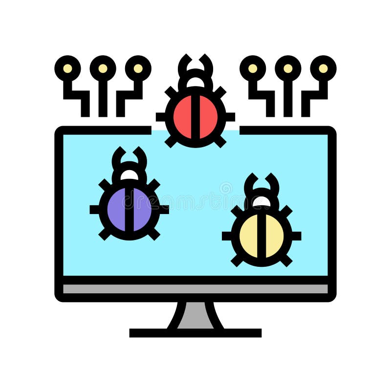Computer Virus Color Icon Vector Illustration Stock Vector ...