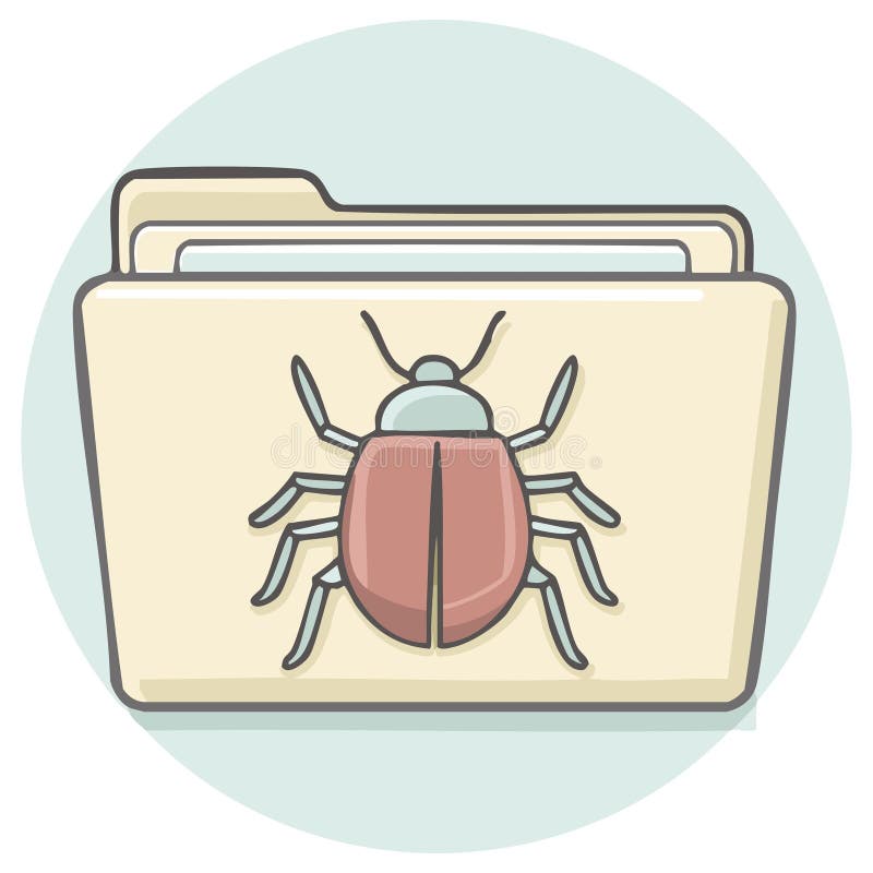 Computer Virus Concept, Bug on a Folder, Software Malware Threat ...