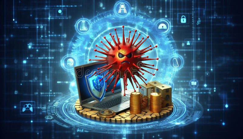 Computer Virus Concept with Malware and Security Imagery Stock ...