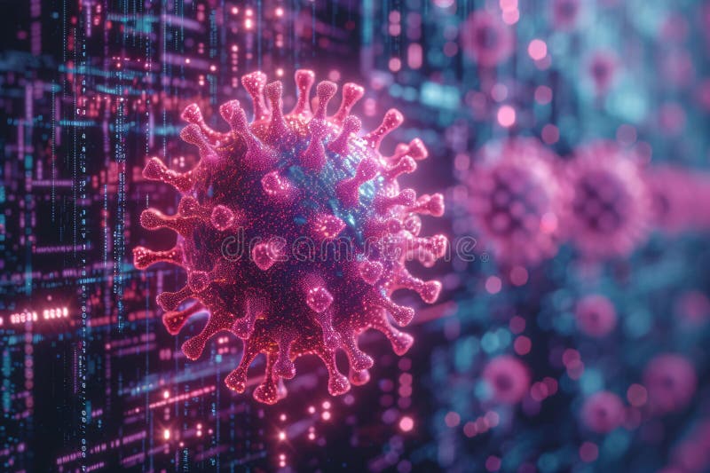 Computer Virus in Digital Background. Cyber Attack, Information Leak ...