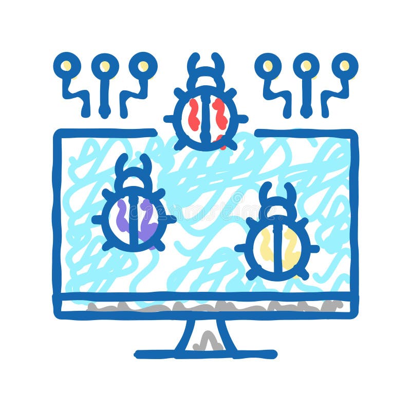 Computer Virus Icon Doodle Illustration Stock Vector - Illustration of ...