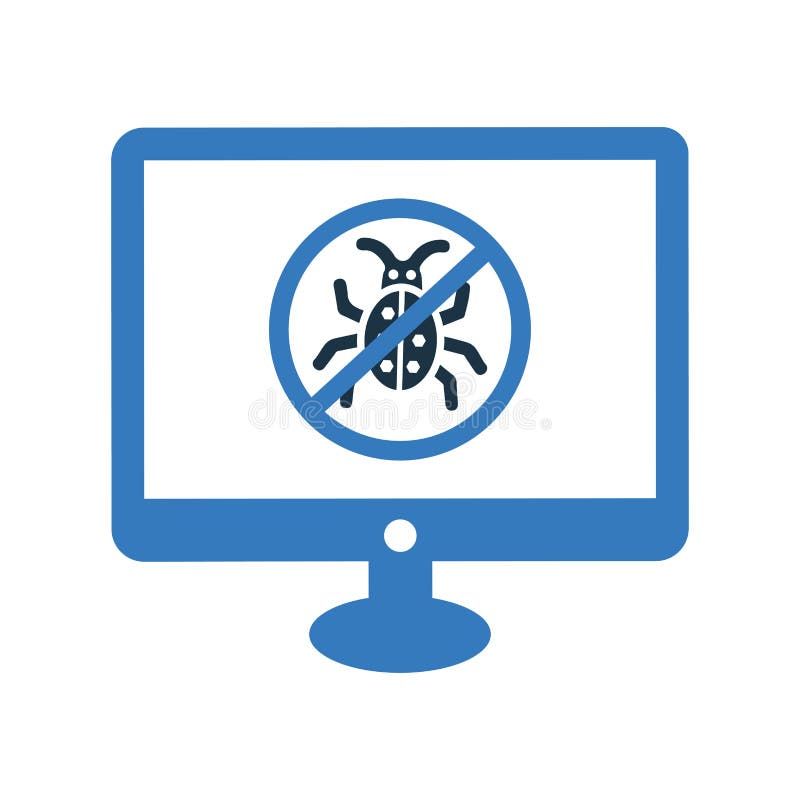 Computer Virus Icon. Blue Vector Design Stock Vector - Illustration of ...