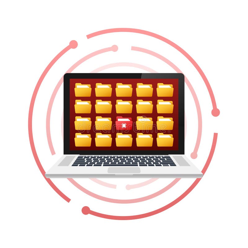 Computer Virus Infect Files. Malware, Hacker Attack. Vector Stock ...