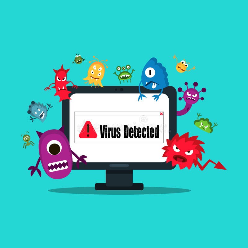 Computer Virus Internet Security Attack, Vector Illustration Stock ...