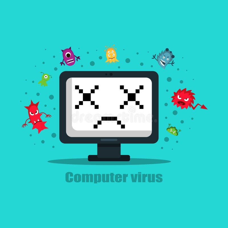 Computer Virus Internet Security Attack, Vector Illustration Stock ...