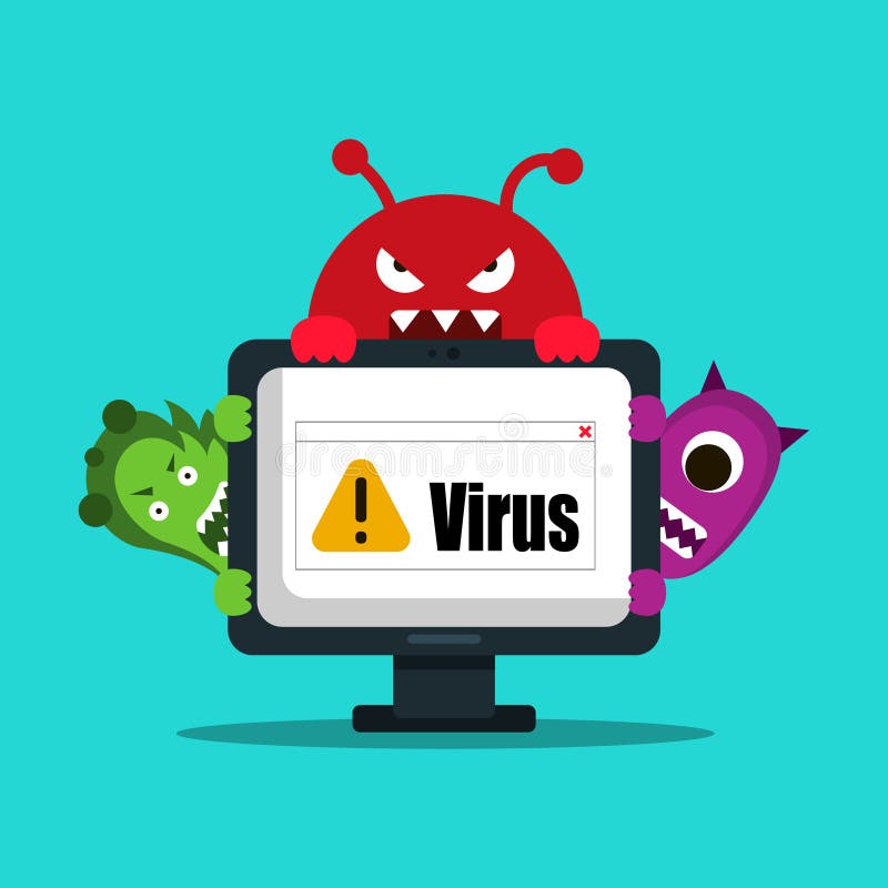 Computer Virus Internet Security Attack, Vector Illustration Stock ...