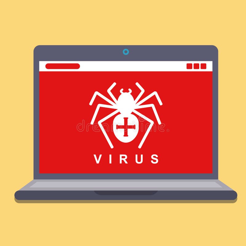 Computer virus on a laptop stock vector. Illustration of secure - 159977990