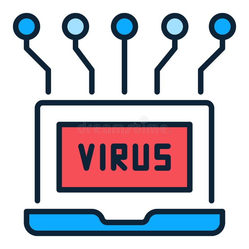 Computer Virus on Laptop Vector Colored Icon or Logo Element Stock ...