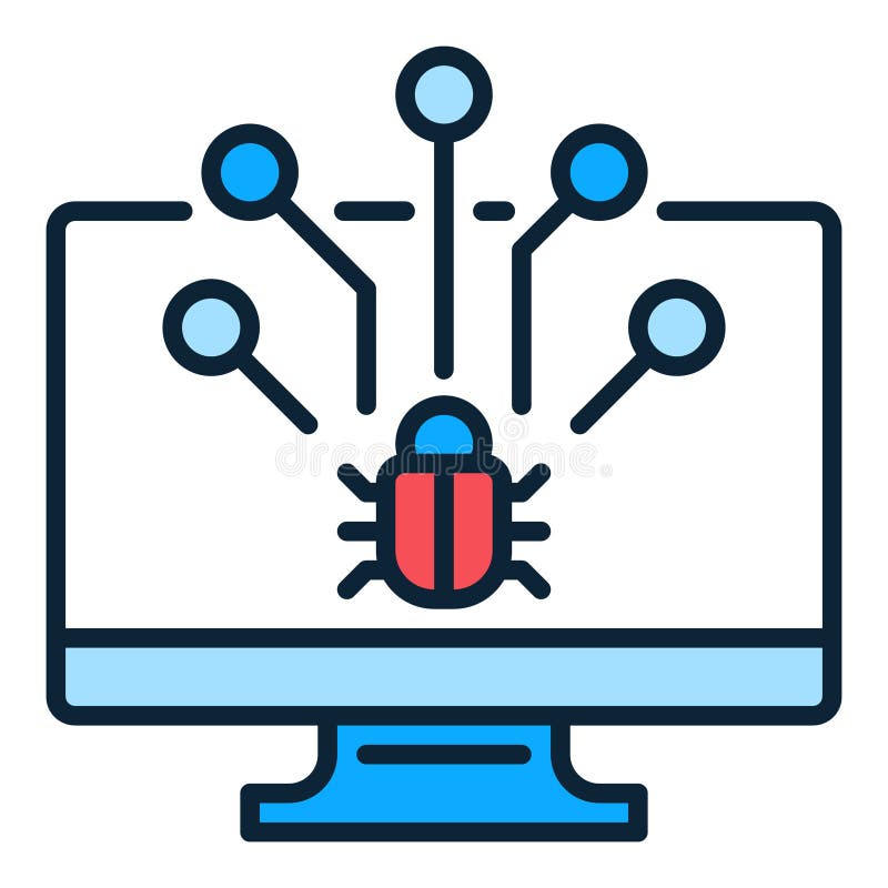 Computer Virus on PC Screen Vector Colored Icon or Design Element Stock ...