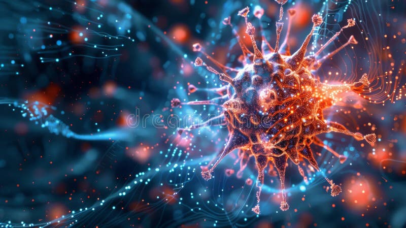 Computer Virus in Red with Circuit Board Background. Cybersecurity ...