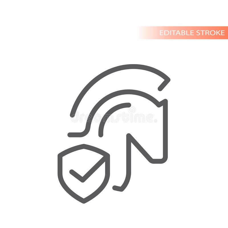 Computer Virus Safe Line Vector Icon Stock Vector - Illustration of ...