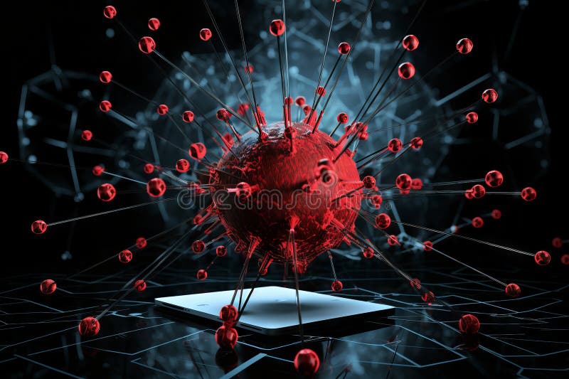 Computer Virus Spreading through a Network Stock Illustration ...
