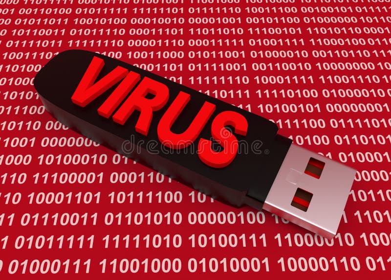 Computer Virus on USB Device 3DCG Rendering Illustration Stock ...