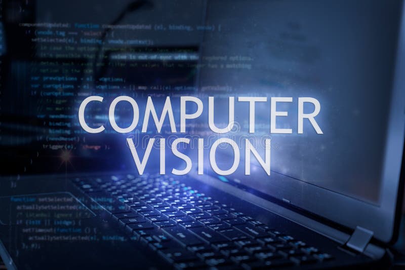 Computer Vision Inscription Against Laptop and Code Background ...