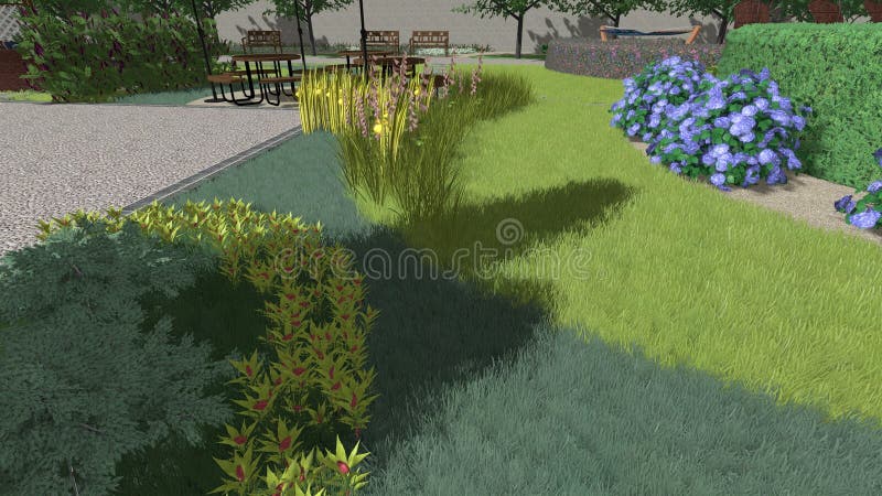 3d Image of the Landscape Design of the Home Territory. Landscaping of ...