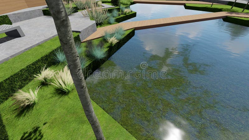 3d Image of the Landscape Design of the Home Territory. Landscaping of ...