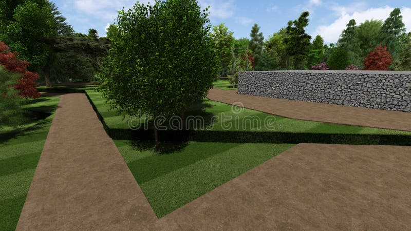 3d Image of the Landscape Design of the Home Territory. Landscaping of ...