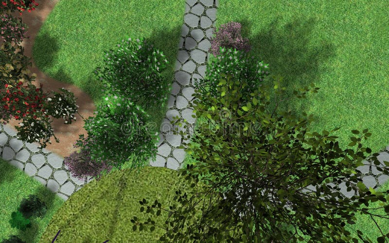3d Image of Landscape Design of a Personal Plot. Composition of a Group ...
