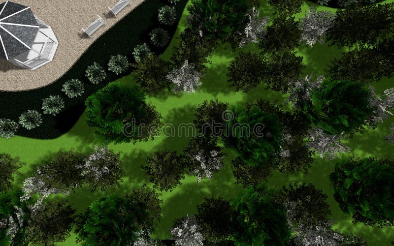 3d Image of Landscape Design of a Park. Composition of a Group of ...