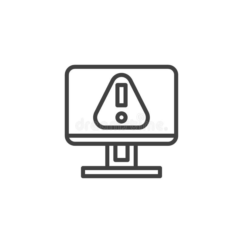 Computer Warning Notice Line Icon Stock Vector - Illustration of ...