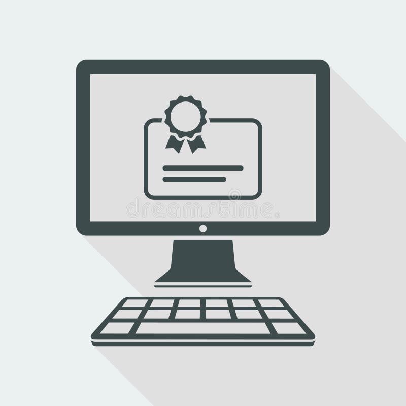 Computer Web Certificate - Vector Flat Icon Stock Vector - Illustration ...