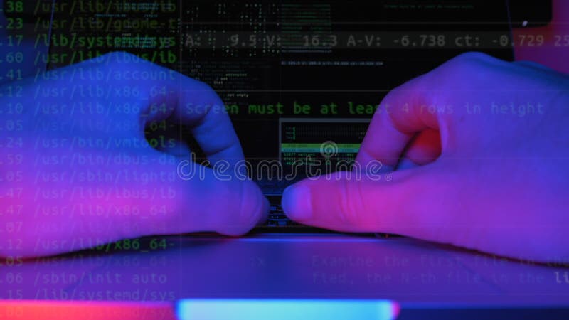 Computer Web Hacker is Typing Code Virus on PC Keyboard. Web Developer is Working on Computer ...